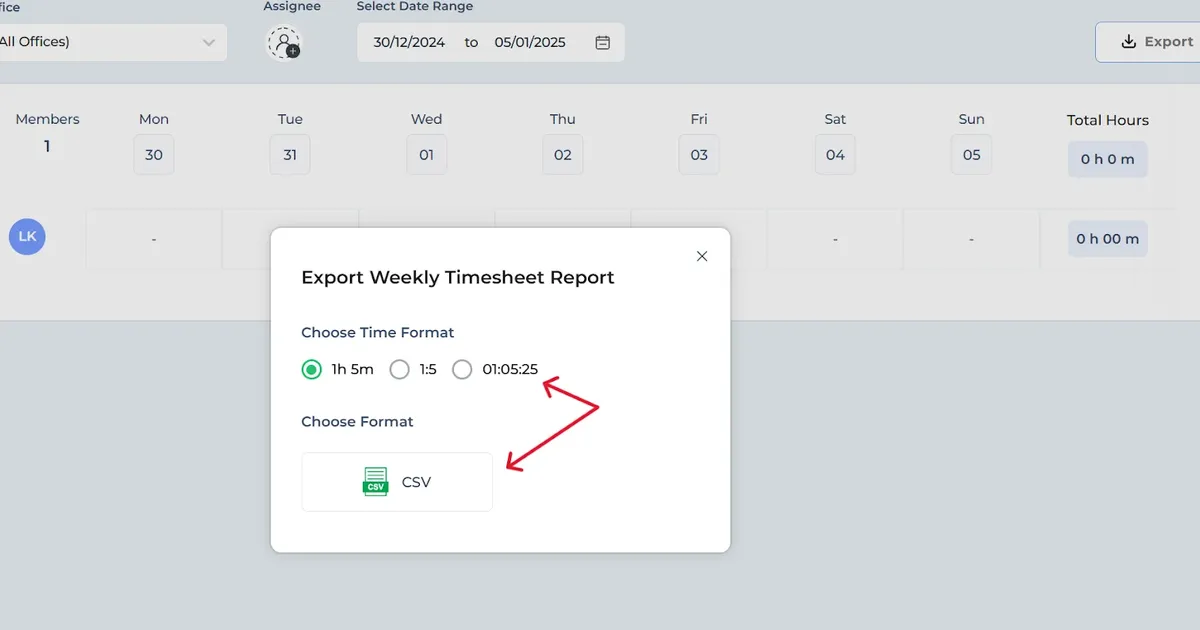 How can I export timesheets?